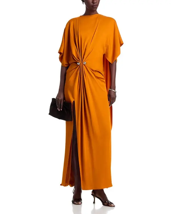 Brandon Maxwell Lucia Draped Maxi Dress