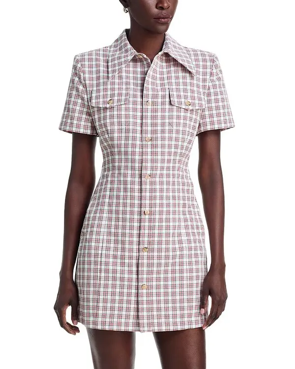 WILLY CHAVARRIA Chavela Mini Dress - Red/white Picnic Plaid