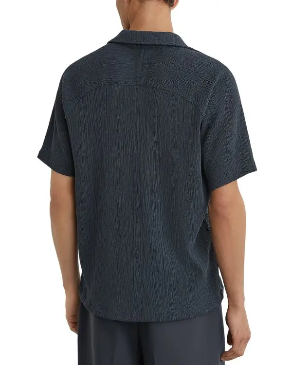 REISS Knox Short Sleeve Textured Raglan Shirt - Airforce Blue