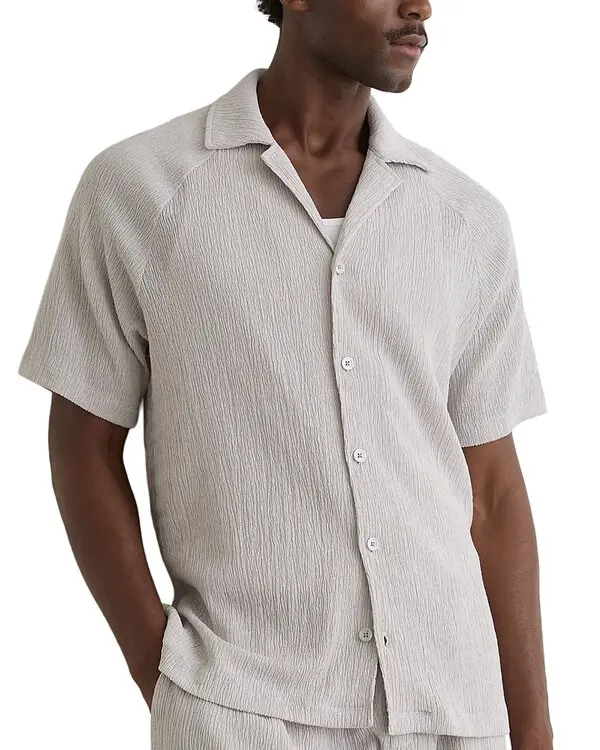 REISS Knox Short Sleeve Textured Raglan Shirt - Silver