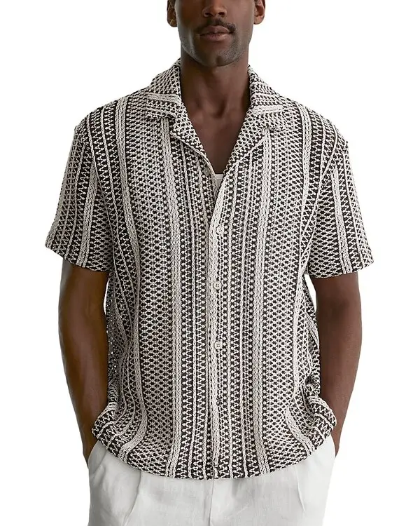 REISS Aetos Regular Fit Crochet Stripe Shirt