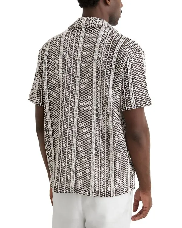 REISS Aetos Regular Fit Crochet Stripe Shirt