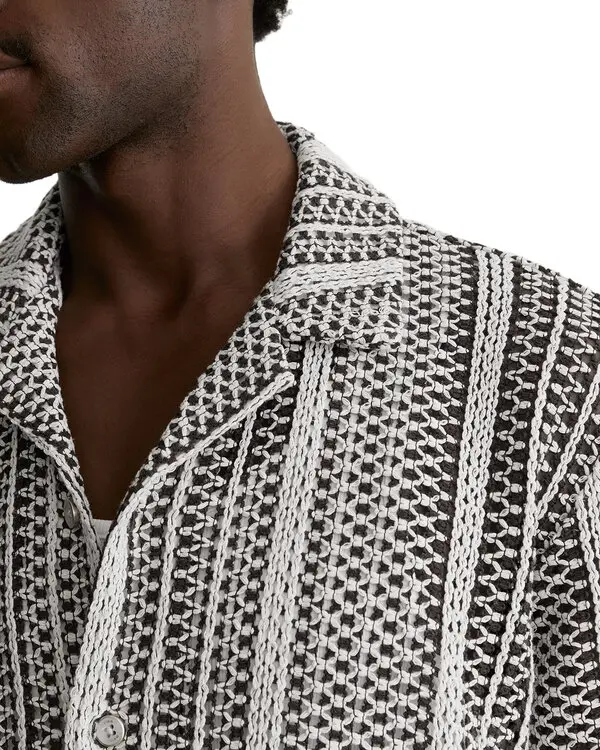 REISS Aetos Regular Fit Crochet Stripe Shirt