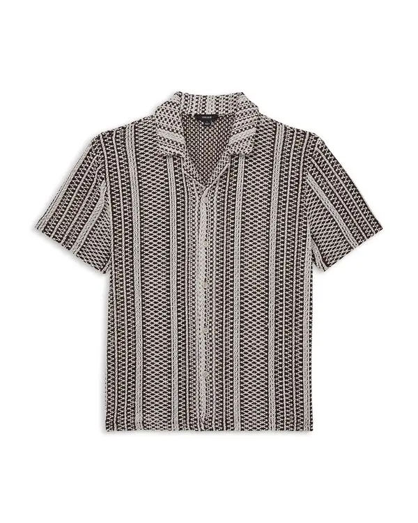 REISS Aetos Regular Fit Crochet Stripe Shirt