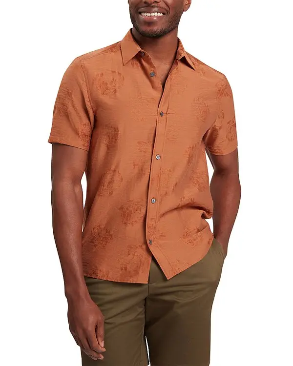 Ted Baker London Fabiane Short Sleeve Regular Fit Floral Jacquard Shirt - Brown Red