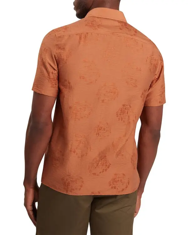 Ted Baker London Fabiane Short Sleeve Regular Fit Floral Jacquard Shirt - Brown Red