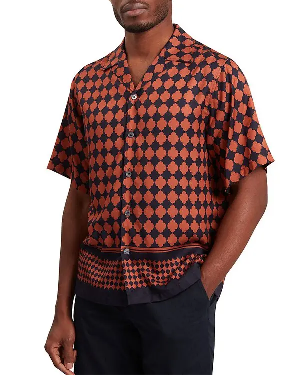 Ted Baker London Jirahu Short Sleeve Regular Fit Border Tile Shirt