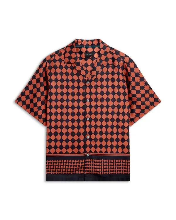 Ted Baker London Jirahu Short Sleeve Regular Fit Border Tile Shirt
