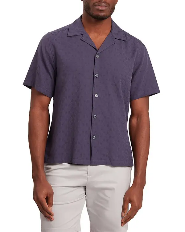 Ted Baker London Fleurre Jacquard Relaxed Fit Camp Shirt - Navy
