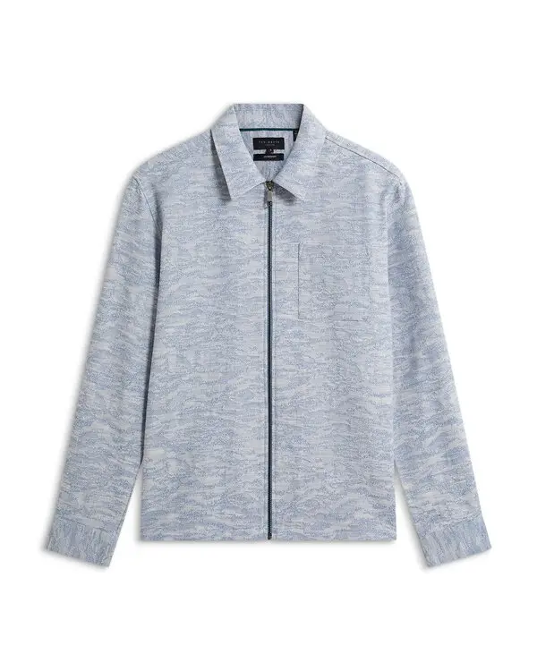 Ted Baker London Erreto Long Sleeve Denim Jacquard Overshirt