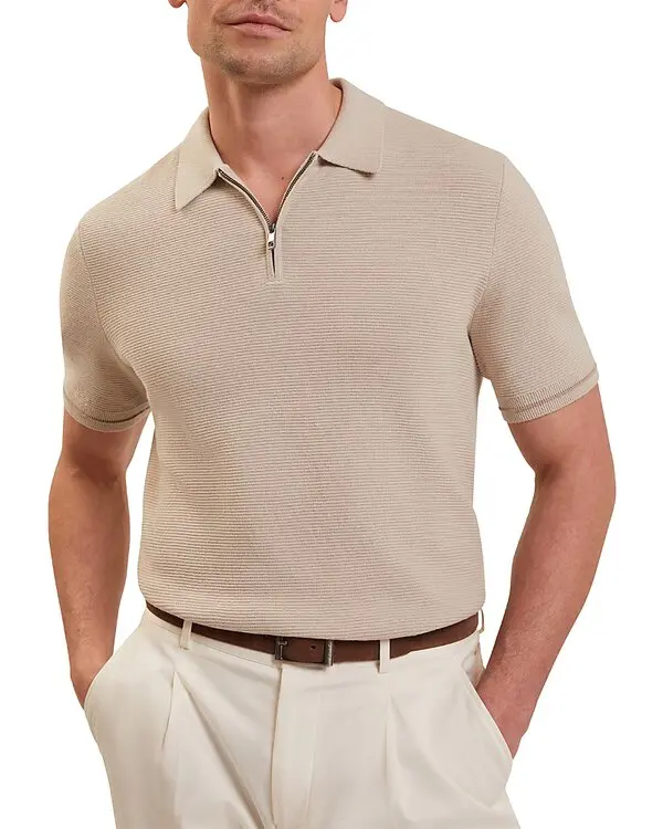 Ted Baker London Deckers Ottoman Quarter Zip Polo - Ecru