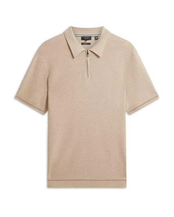 Ted Baker London Deckers Ottoman Quarter Zip Polo - Ecru