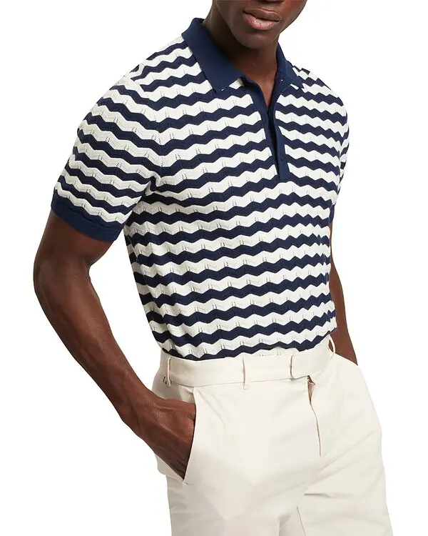 Ted Baker London Froobie Short Sleeve Wavy Stitch Detail Polo