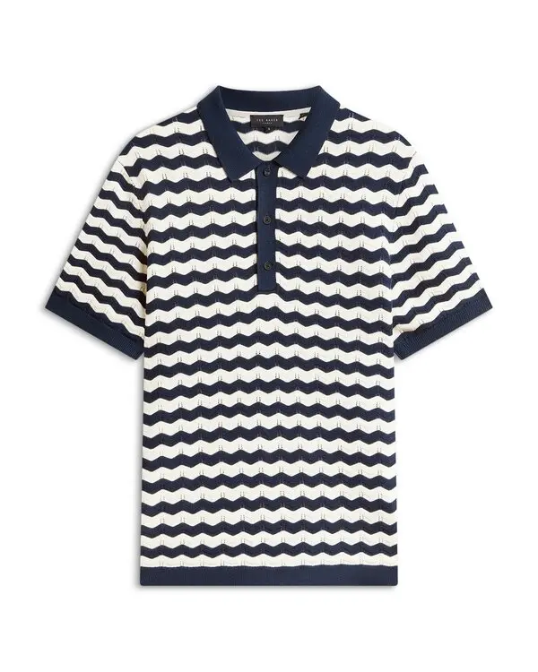 Ted Baker London Froobie Short Sleeve Wavy Stitch Detail Polo