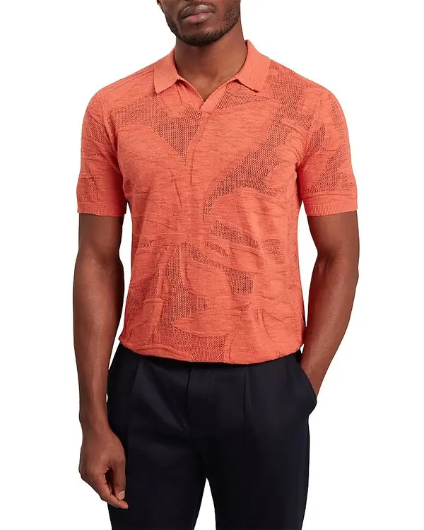 Ted Baker London Sidraha Short Sleeve Open Neck Floral Jacquard Polo