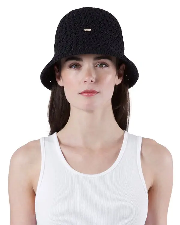Eugenia Kim Anais Packable Knit Bucket Hat - Black