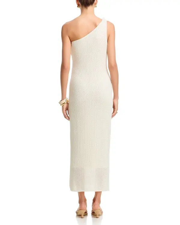Aqua Crochet 3d Flower One-shoulder Midi Dress