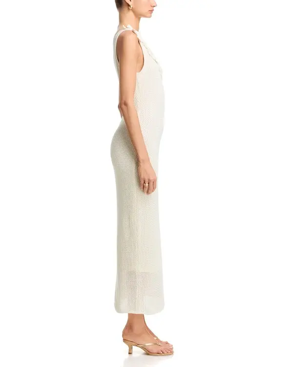 Aqua Crochet 3d Flower One-shoulder Midi Dress