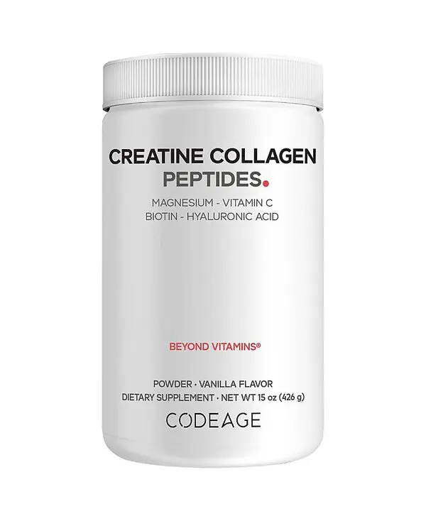 CODEAGE Creatine Collagen Peptides Vanilla Powder Supplement - No Color