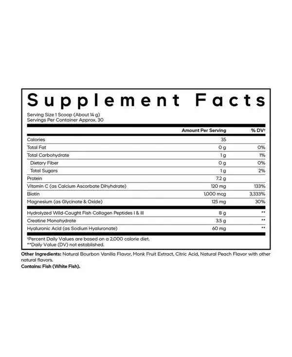 CODEAGE Creatine Collagen Peptides Vanilla Powder Supplement - No Color