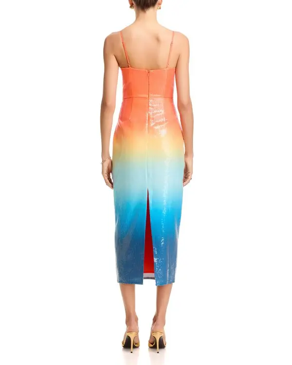 Aqua Ombre Sequin Midi Dress