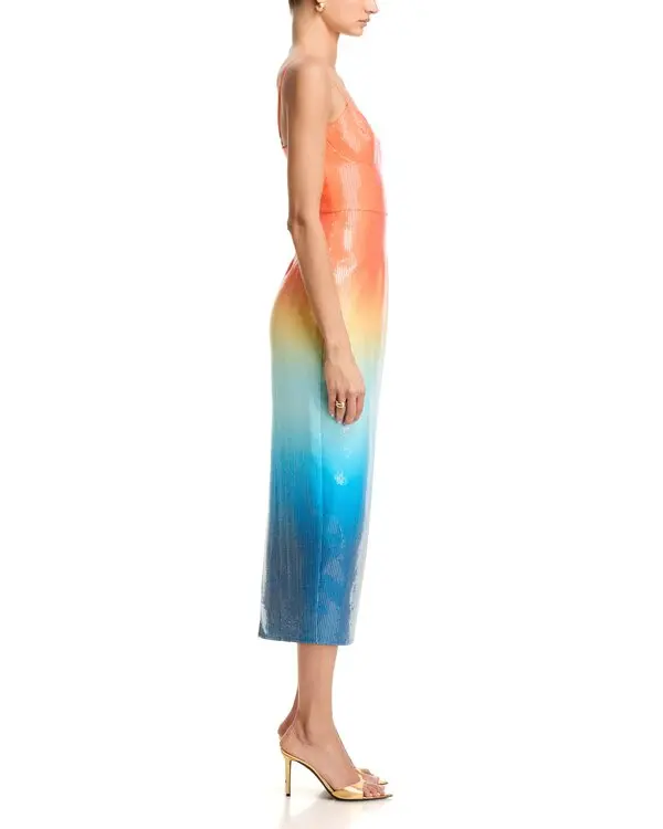 Aqua Ombre Sequin Midi Dress
