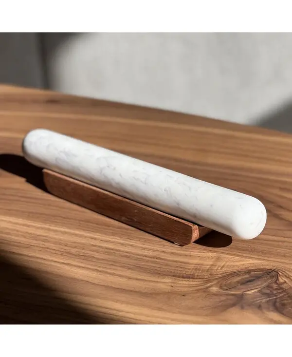 VERVE CULTURE Marble Rolling Pin On Wood Base