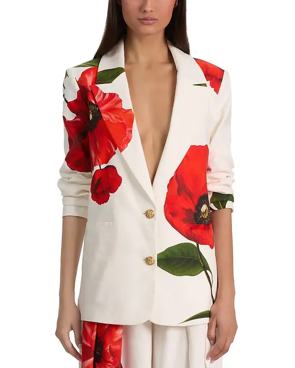 Alice + Olivia Elna Slim Long Blazer - Summer Poppy