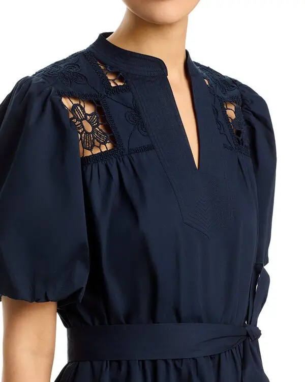T Tahari Short Sleeve Lace Detail Mini Dress