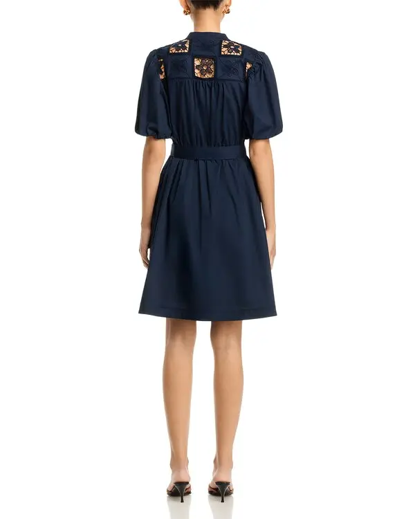 T Tahari Short Sleeve Lace Detail Mini Dress