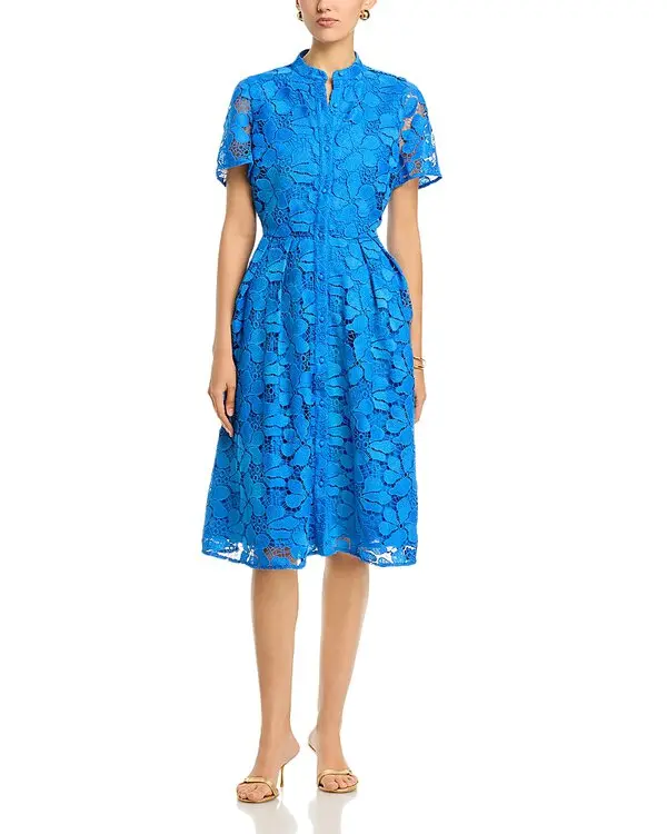 T Tahari Lace Button-front Midi Dress - Spring Bloom