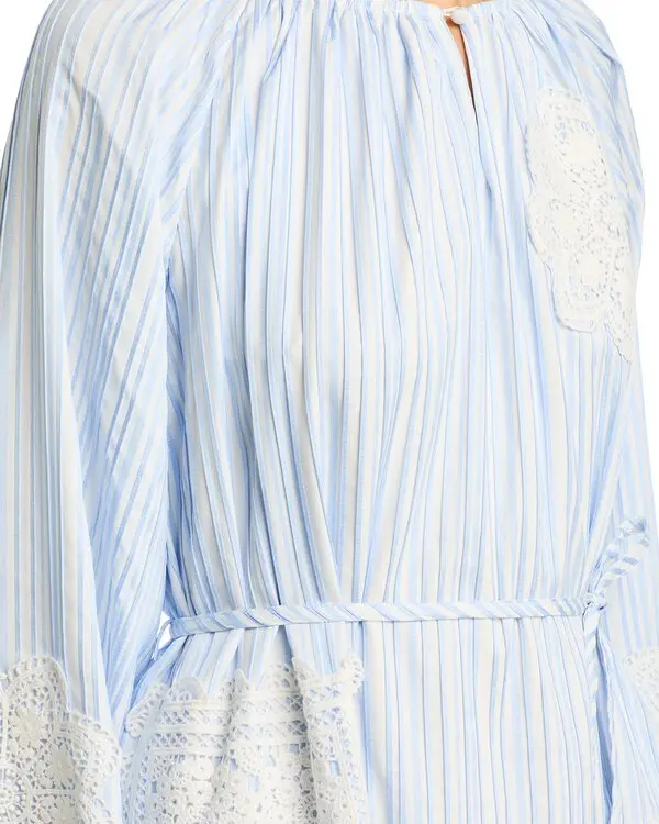 T Tahari Striped Crochet Appliqué Mini Dress