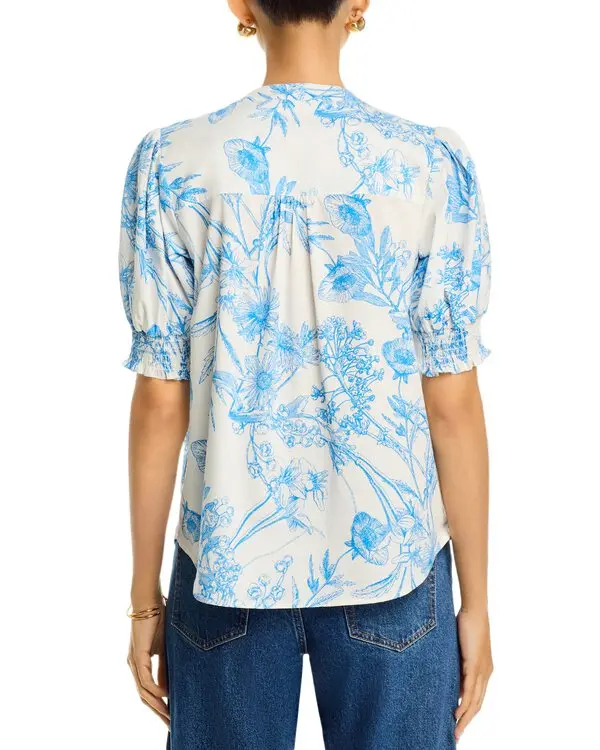 T Tahari Floral Split Neck Blouse