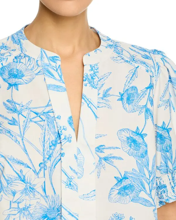 T Tahari Floral Split Neck Blouse