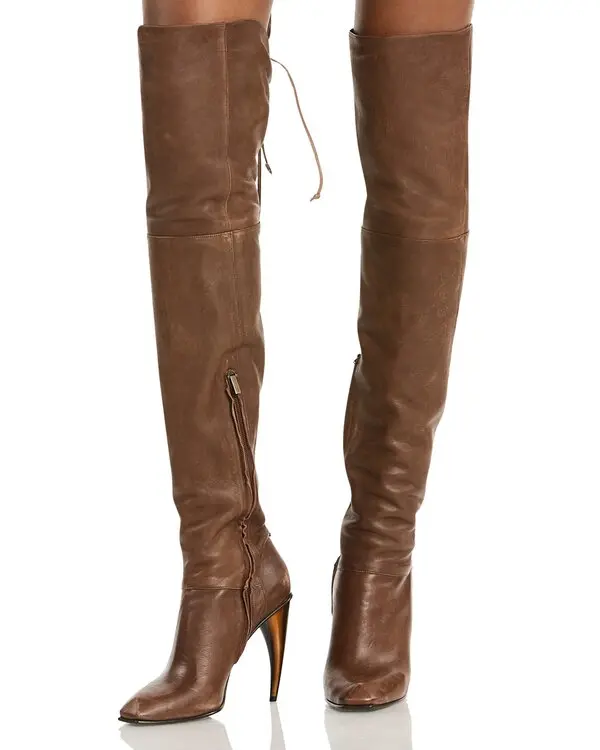 Alexander McQueen Leather Foldover Tall Boots - Brown