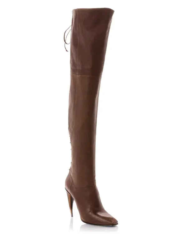 Alexander McQueen Leather Foldover Tall Boots - Brown