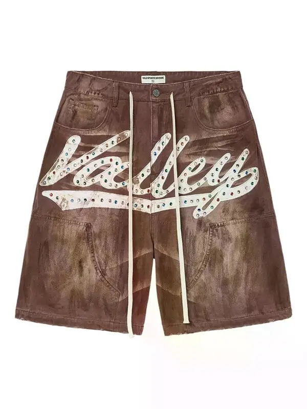 VALE FOREVER Embellished Drawstring Shorts - Brown
