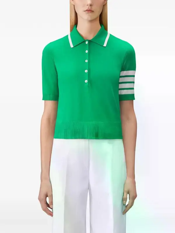Thom Browne Hector Intarsia 4-bar Polo - Green