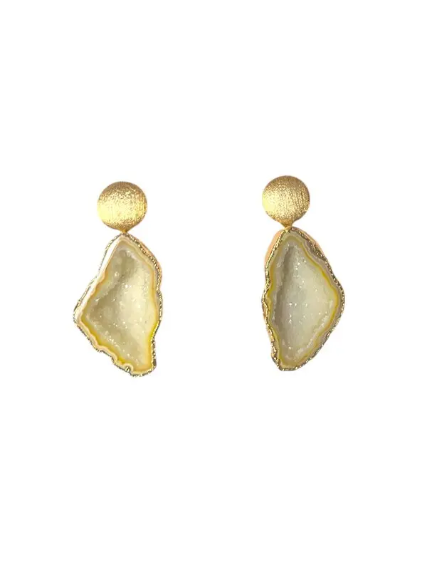MAGPIE ROSE Agate Drop Earrings With 18ct Gold Plated Vermeil - Yellow