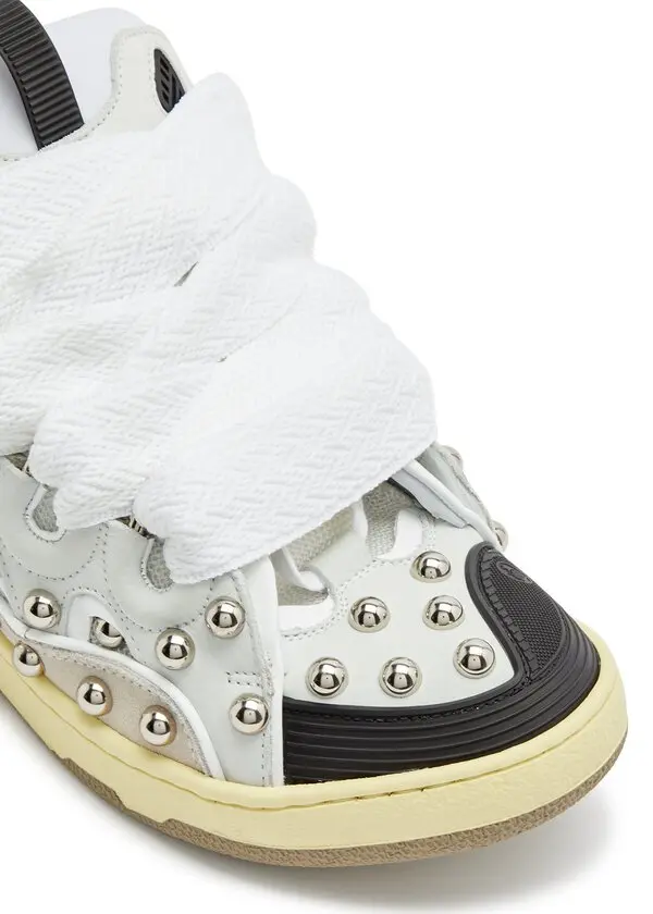 LANVIN Curb Panelled Studded Mesh Sneakers