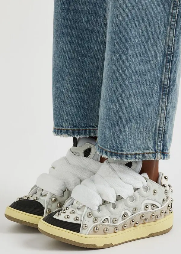 LANVIN Curb Panelled Studded Mesh Sneakers