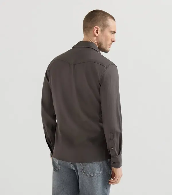 Brunello Cucinelli Cotton Western Shirt - Brown
