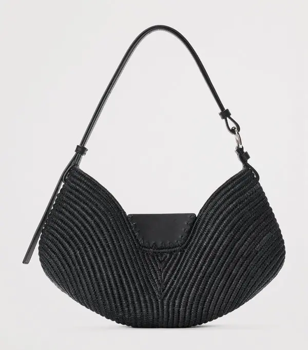 Loewe X Paula's Ibiza Medium Raffia Swing Shoulder Bag - Black