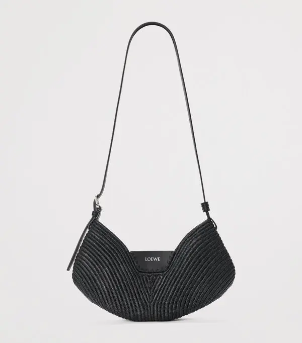 Loewe X Paula's Ibiza Medium Raffia Swing Shoulder Bag - Black