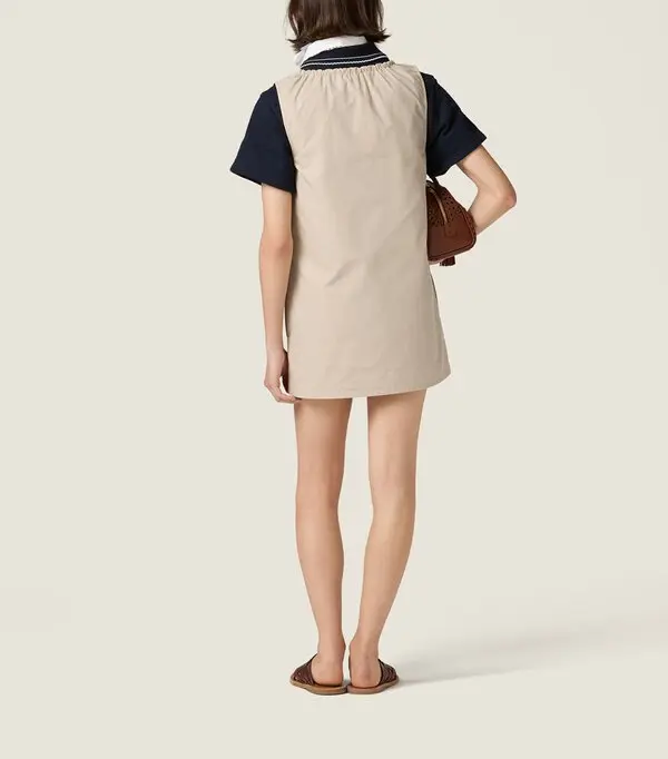 Miu Miu Panama Cotton Mini Dress With Drawstring