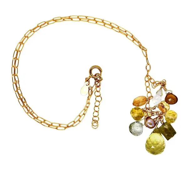 LORI KAPLAN DESIGN Gold Fill Lariat Necklace With Citrine And Mixed Gemstones - Gold/yellow