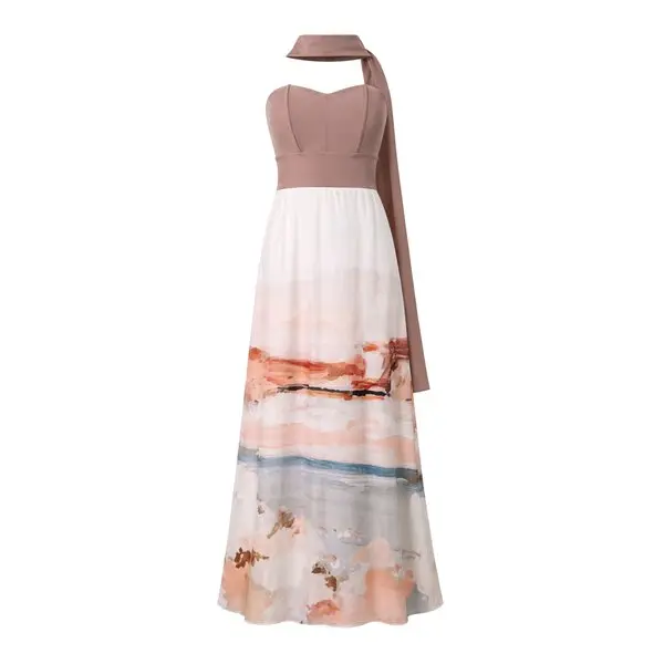 SAN MALÓ Strapless Maxi Dress With Sculpted Bodice And Bajareque Print