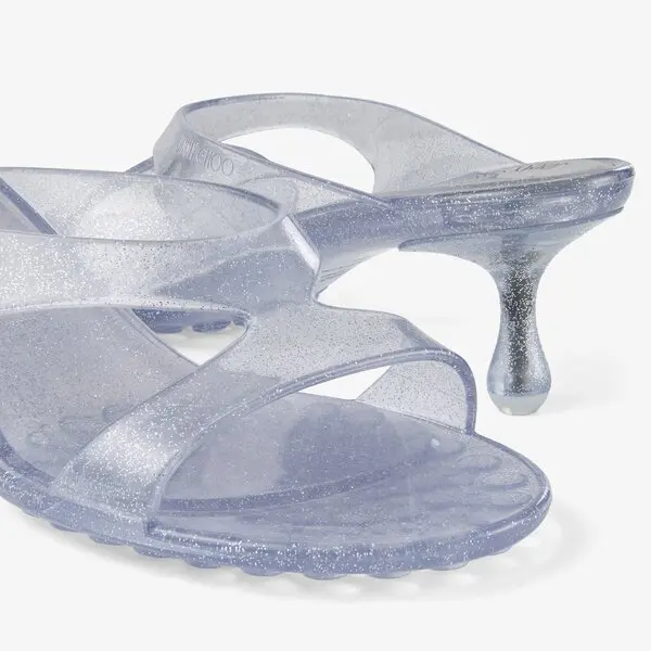 JIMMY CHOO Jelly Drop 50 Glitter Jelly Sandals - Silver