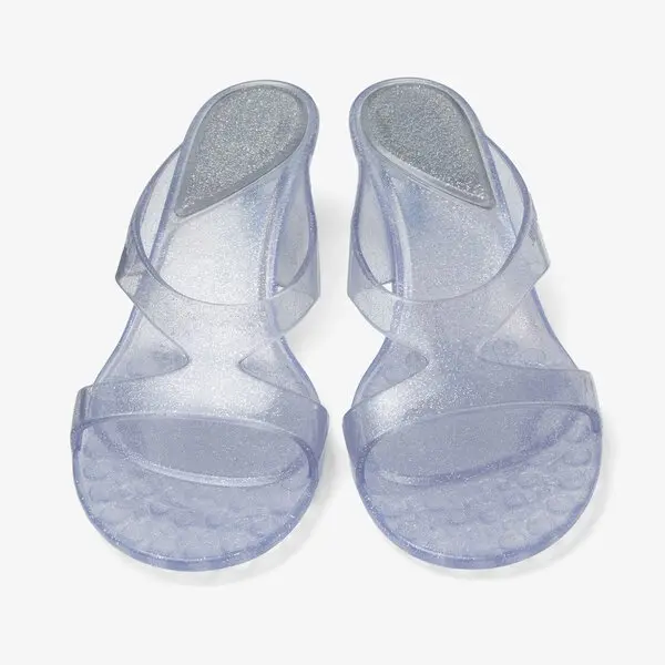 JIMMY CHOO Jelly Drop 50 Glitter Jelly Sandals - Silver