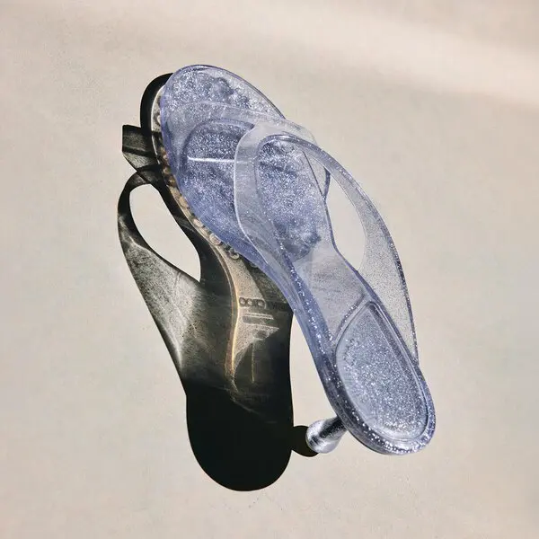 JIMMY CHOO Jelly Drop 50 Glitter Jelly Sandals - Silver